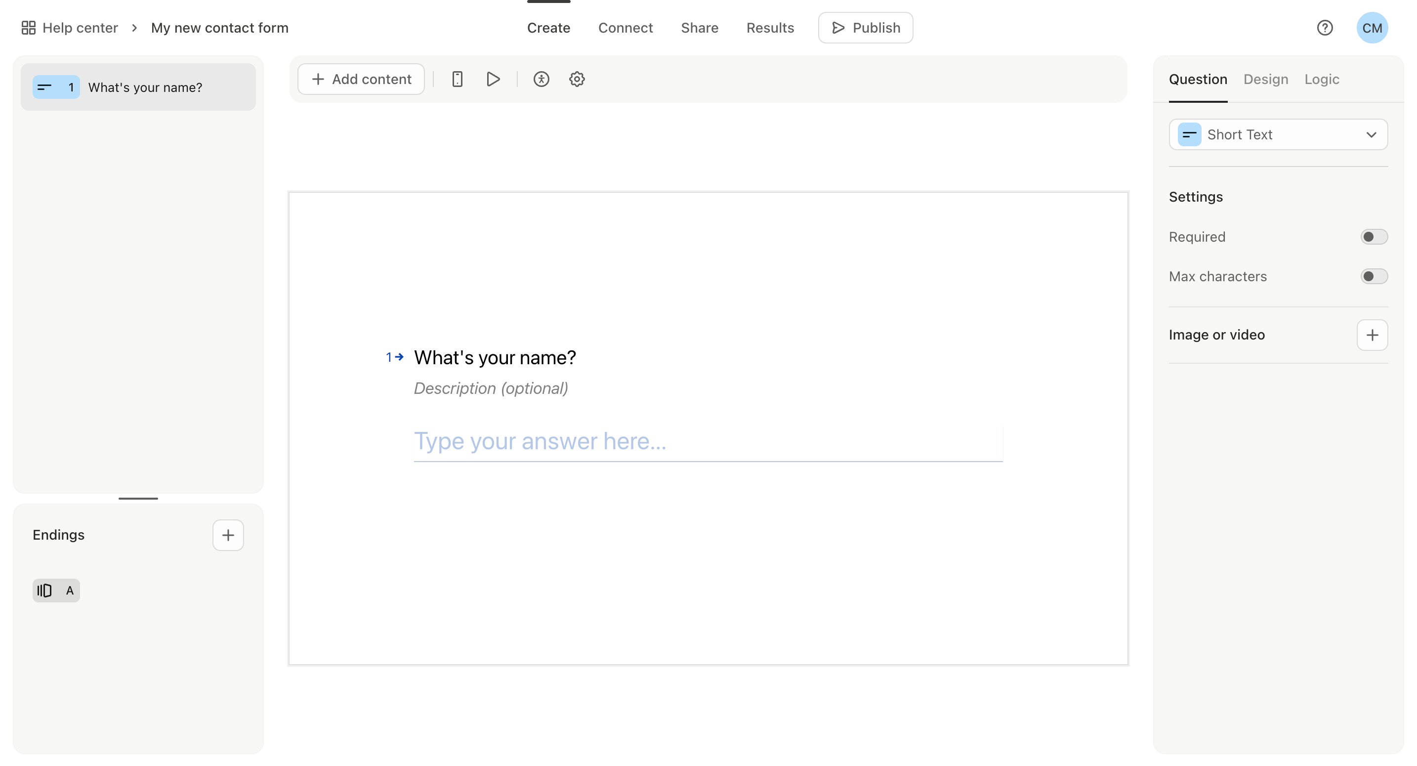My first form – Help Center