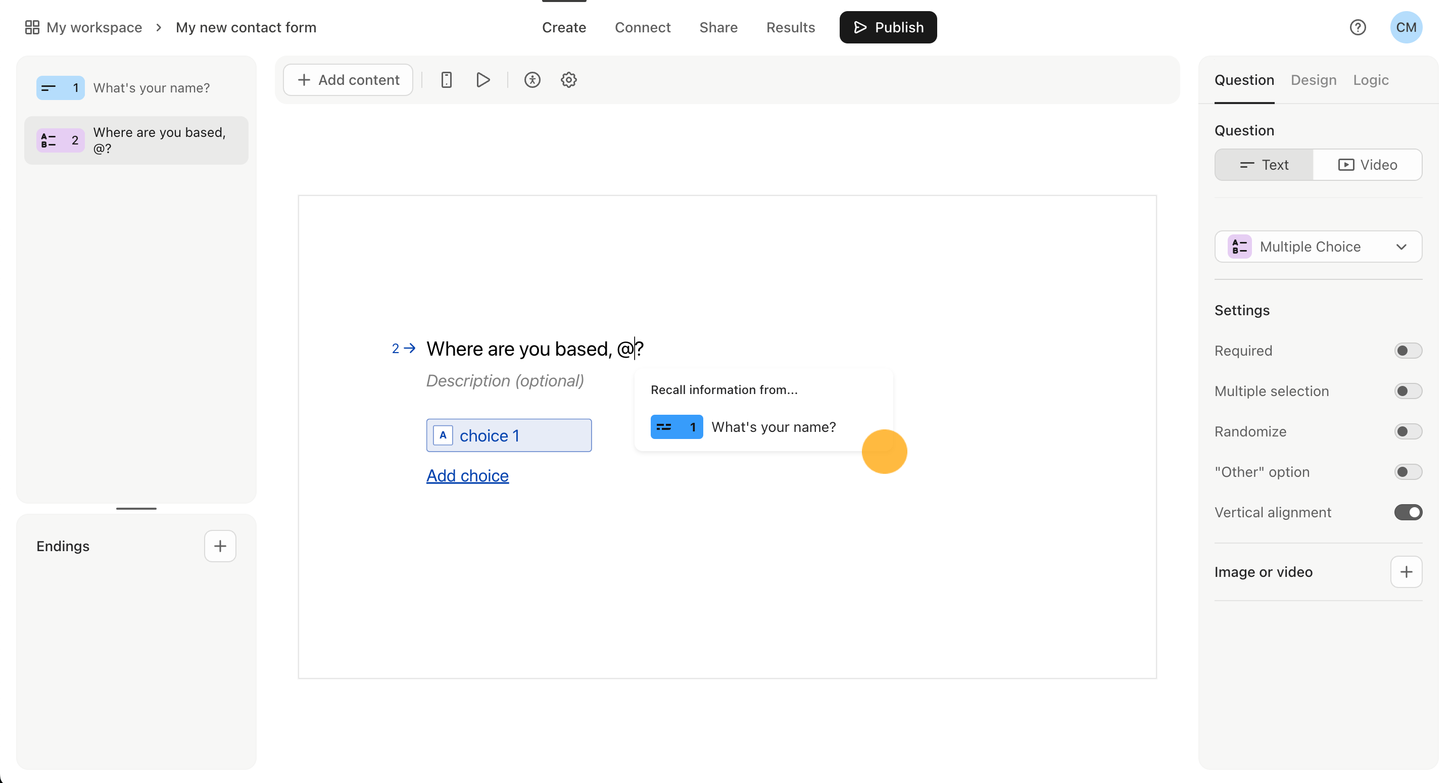 My first form – Help Center