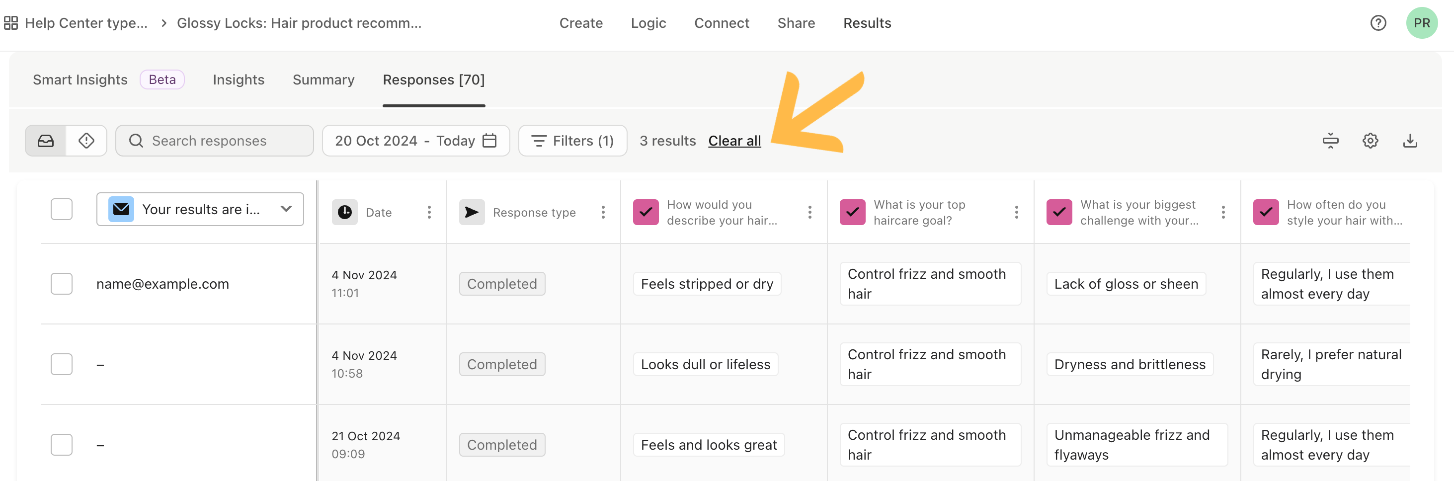 Working with your responses – Help Center